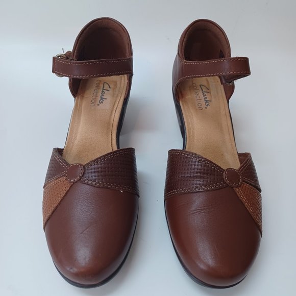 Clarks | Shoes | Clarks Mary Jane Pump Shoe Brown Leather Emily Rae ...
